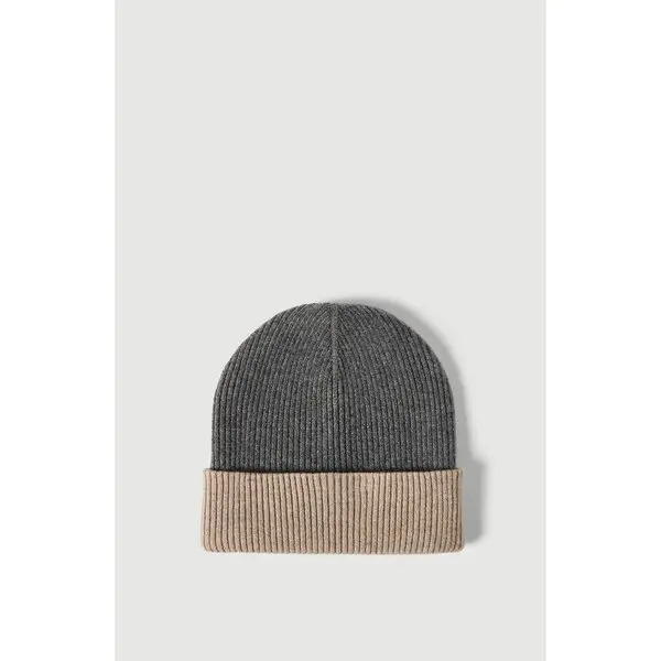 Brunello Cucinelli Cashmere Double Knit Ribbed Beanie - Grey