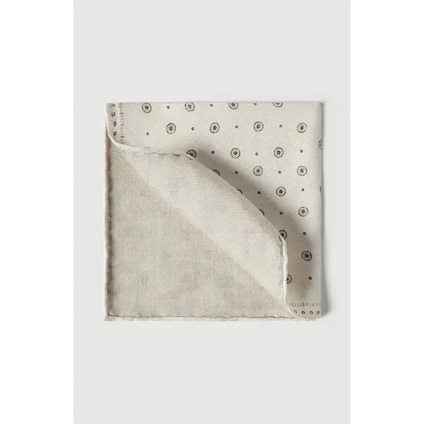 Brunello Cucinelli Silk Pocket Square With Geometric Design - Butter