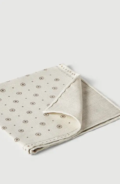 Brunello Cucinelli Silk Pocket Square With Geometric Design