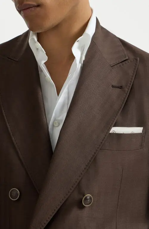 Brunello Cucinelli Silk Pocket Square With Geometric Design
