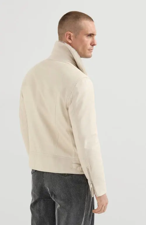 Brunello Cucinelli Nappa Leather Biker Jacket With Thermore® Padding And Detachable Shearling Collar