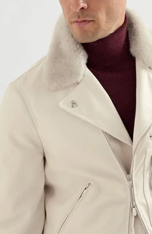 Brunello Cucinelli Nappa Leather Biker Jacket With Thermore® Padding And Detachable Shearling Collar