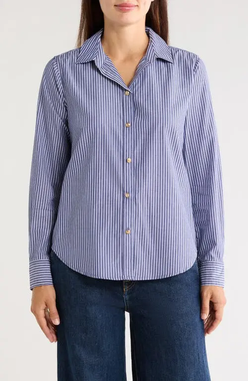 BEACHLUNCHLOUNGE Bentley Striped Cotton Button-up Shirt - Blackberry