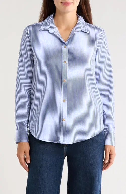 BEACHLUNCHLOUNGE Bentley Striped Cotton Button-up Shirt - Blue Stone