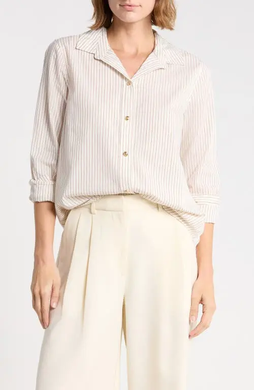 BEACHLUNCHLOUNGE Bentley Striped Cotton Button-up Shirt - Cinnamon