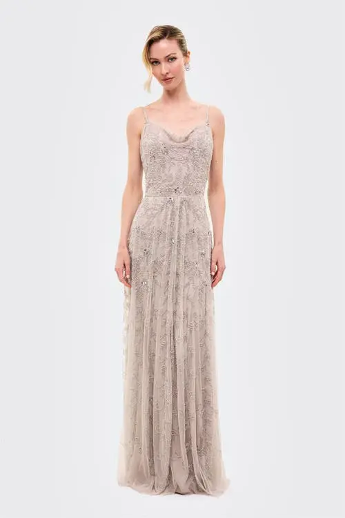 BEAUUT Embellished Sequins Cowl Maxi Dress