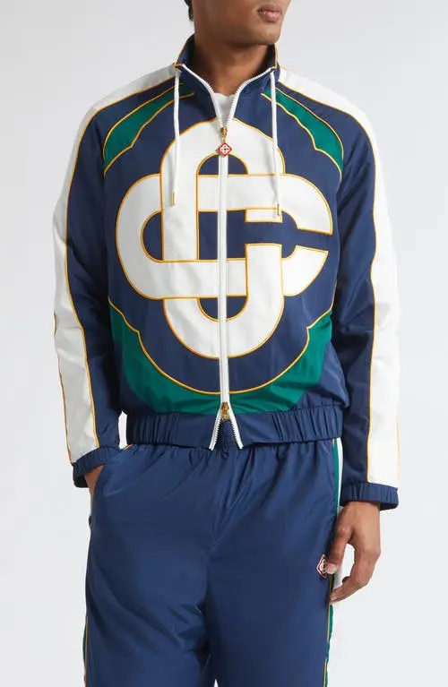 Casablanca Colorblock Logo Embroidered Windbreaker Jacket