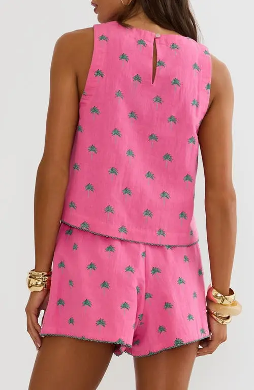 Beach Riot Sleeveless Tropical Palm Print Top