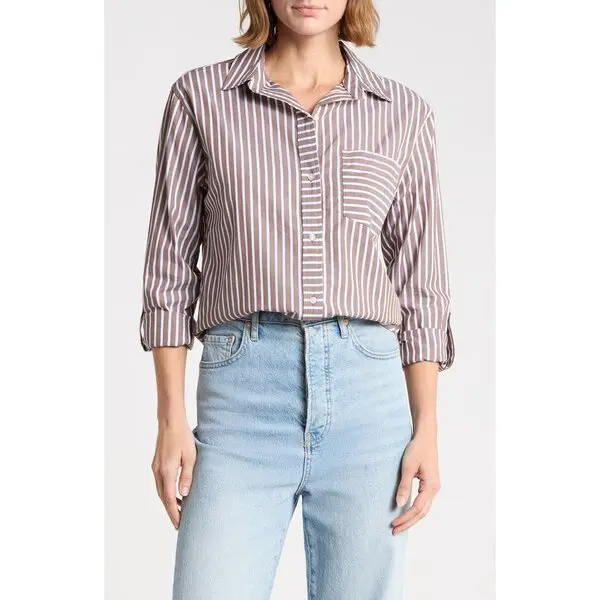 BEACHLUNCHLOUNGE Carson Stripe Button-up Shirt - Hickory