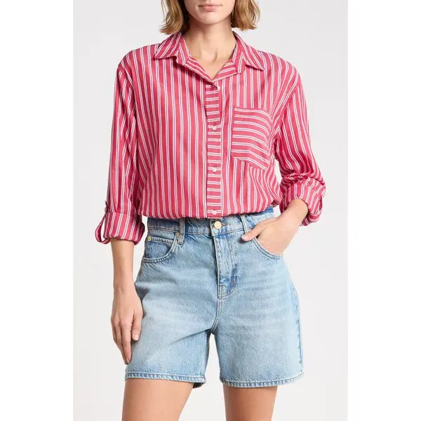 BEACHLUNCHLOUNGE Carson Stripe Button-up Shirt - Ruby Lines