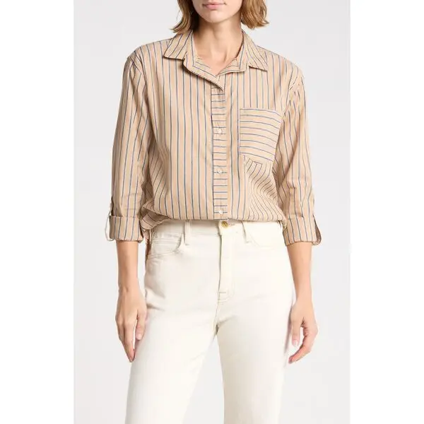 BEACHLUNCHLOUNGE Carson Stripe Button-up Shirt - Sandcastle
