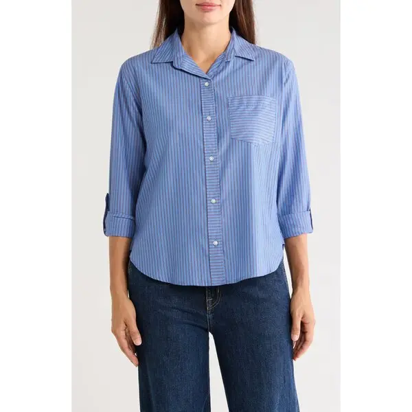 BEACHLUNCHLOUNGE Carson Stripe Button-up Shirt - Saphire Dream