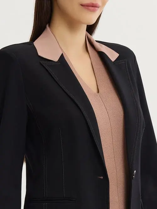 Misook Tailored Luxestretch Contrast Stitch Blazer