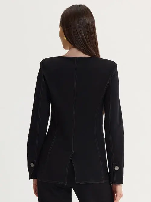 Misook Tailored Luxestretch Contrast Stitch Blazer
