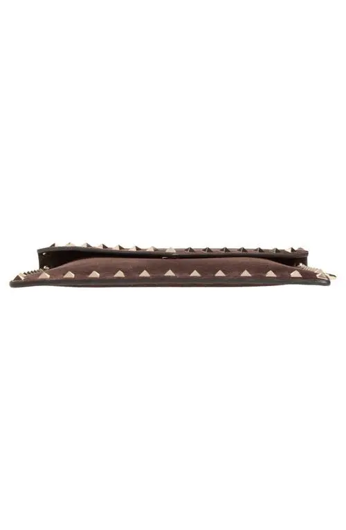 Valentino Garavani Medium Rockstud Flat Suede Wristlet Envelope Pouch