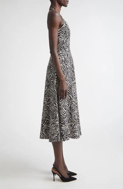 St. John Zebra Print Halter Midi Dress