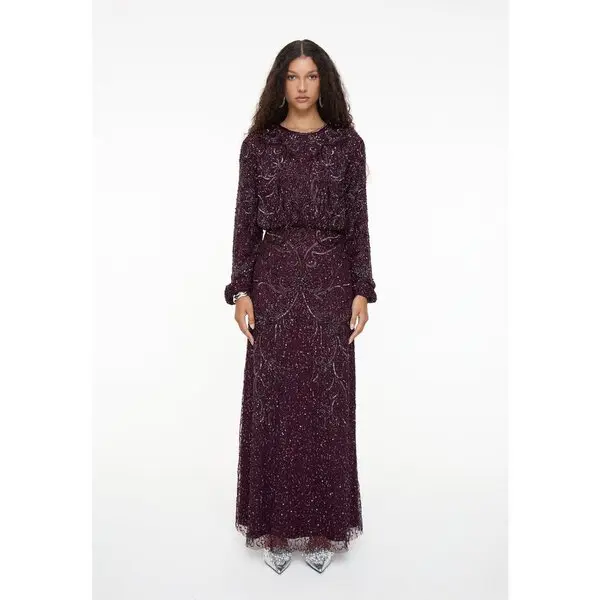 MARYISA Modest Embellished Sequin Dress - Mauve