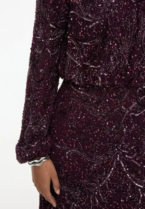 MARYISA Modest Embellished Sequin Dress