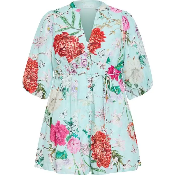 City Chic Flora Print Cotton Minidress