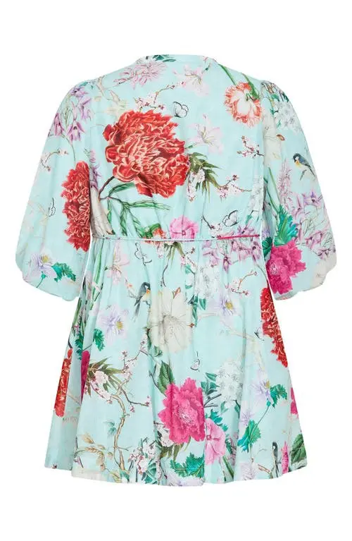 City Chic Flora Print Cotton Minidress