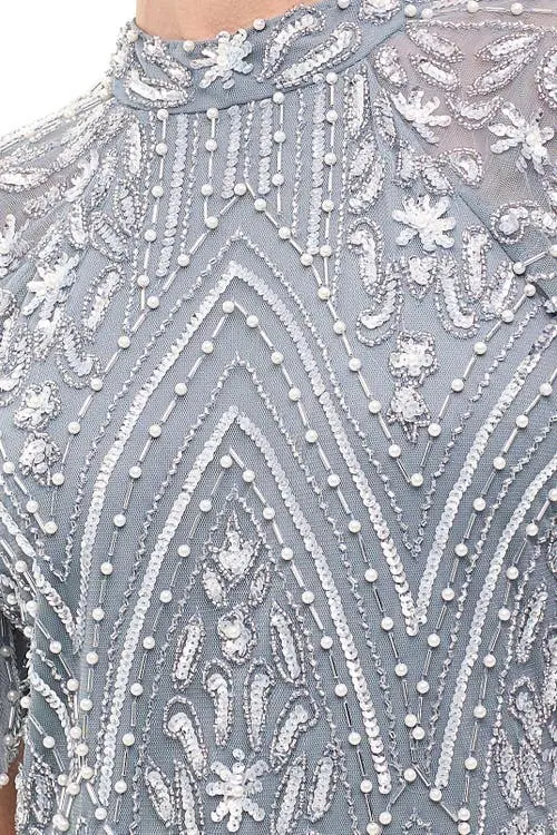 BEAUUT Embellished Sequins High Neck Gown
