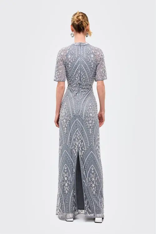 BEAUUT Embellished Sequins High Neck Gown