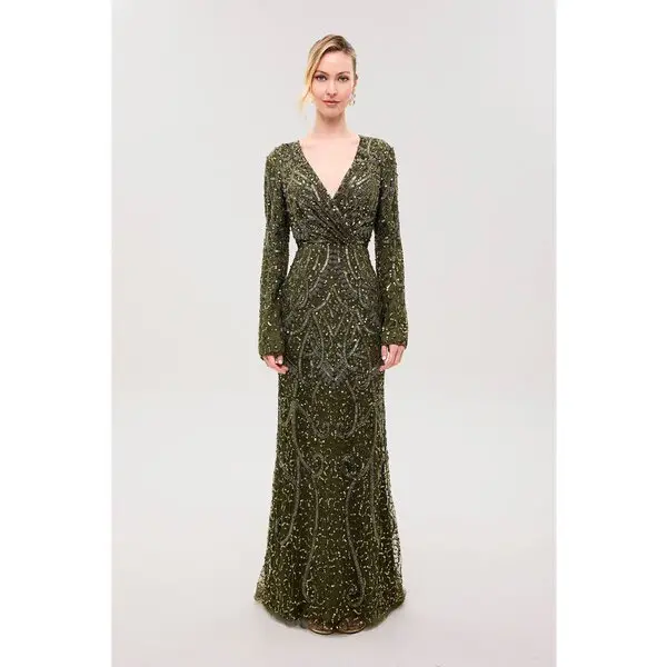 BEAUUT Embellished Sequin Abstract Gown