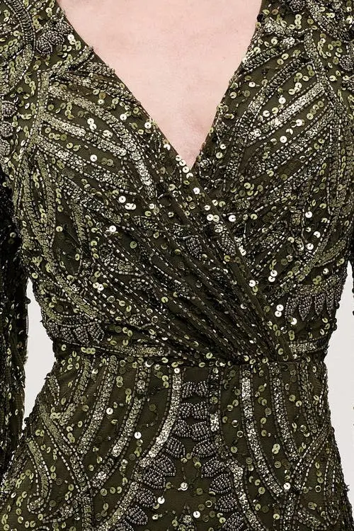 BEAUUT Embellished Sequin Abstract Gown
