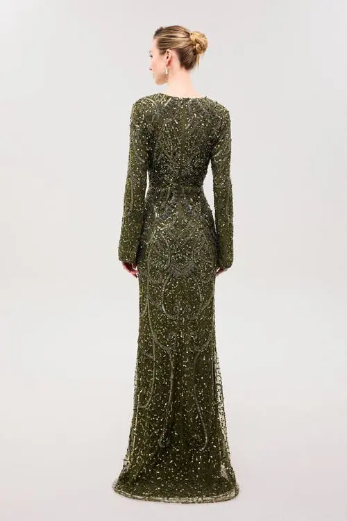 BEAUUT Embellished Sequin Abstract Gown