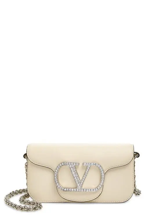 Valentino Garavani Small Locò Leather Shoulder Bag - Light Ivory