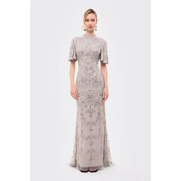 BEAUUT Embellished High Neck Gown