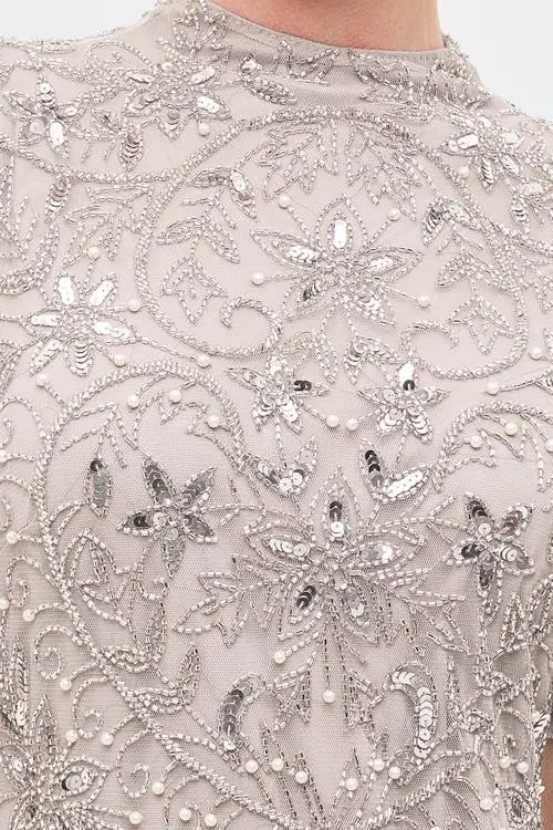 BEAUUT Embellished High Neck Gown