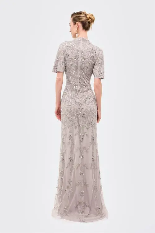 BEAUUT Embellished High Neck Gown