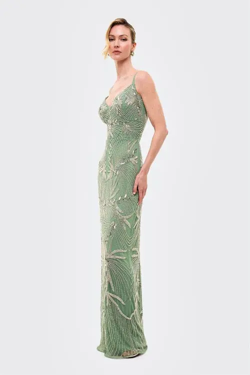 BEAUUT Embellished Sequins Fitted Gown