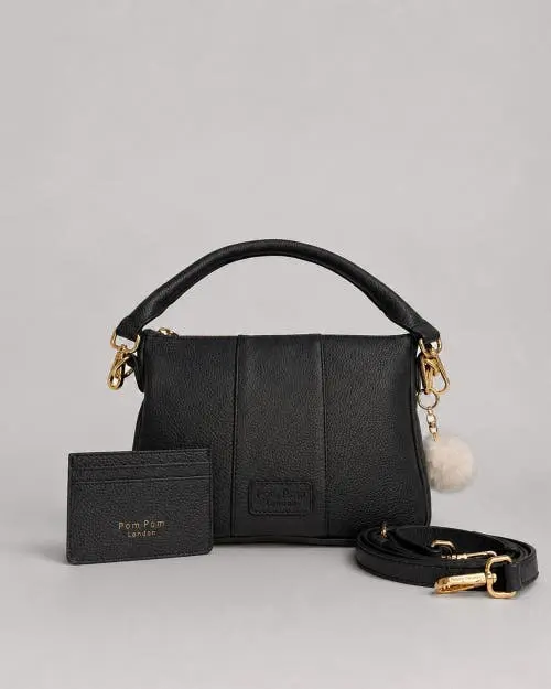POM POM LONDON City Slim Crossbody Bag Bundle - Black