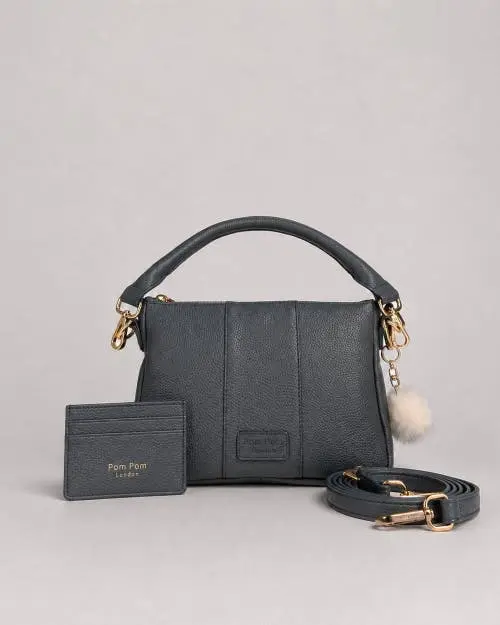POM POM LONDON City Slim Crossbody Bag Bundle - Slate Blue