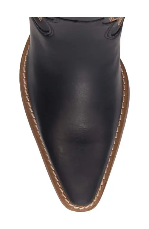 DINGO Miss Daisy Knee-high Western Boots With Floral Embroidery - Black