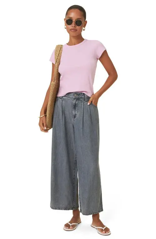Splendid Spencer Wide Leg Pleat Crop Jeans - Indigo Blue