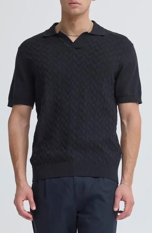 CASUAL FRIDAY Dyrvik Textured Cotton Knit Polo - Dark Navy