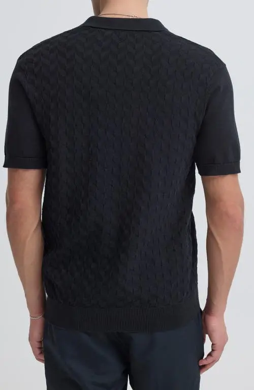 CASUAL FRIDAY Dyrvik Textured Cotton Knit Polo