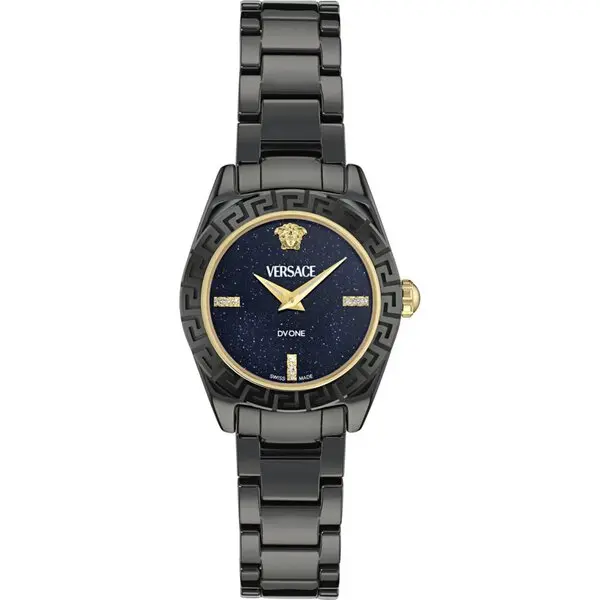 Versace Dv One Mini Ceramic Diamond Bracelet Watch - Black Ceramic