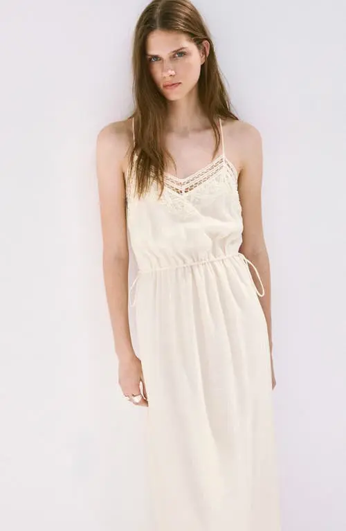 Mango Crinkled Sleeveless Dress With Openwork Embroidery