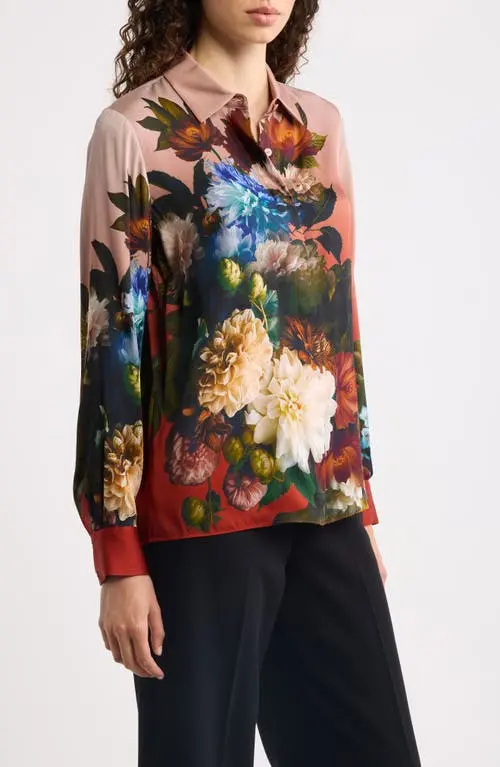 Elie Tahari The Shae Print Silk Blend Shirt