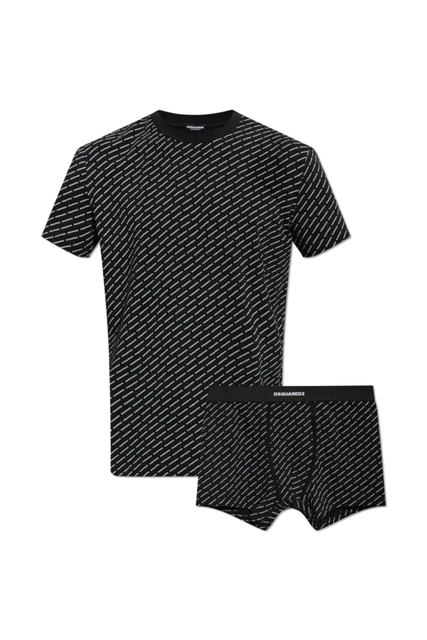 Dsquared2 Set From The 'underwear' Line: T-shirt And Boxers - Black