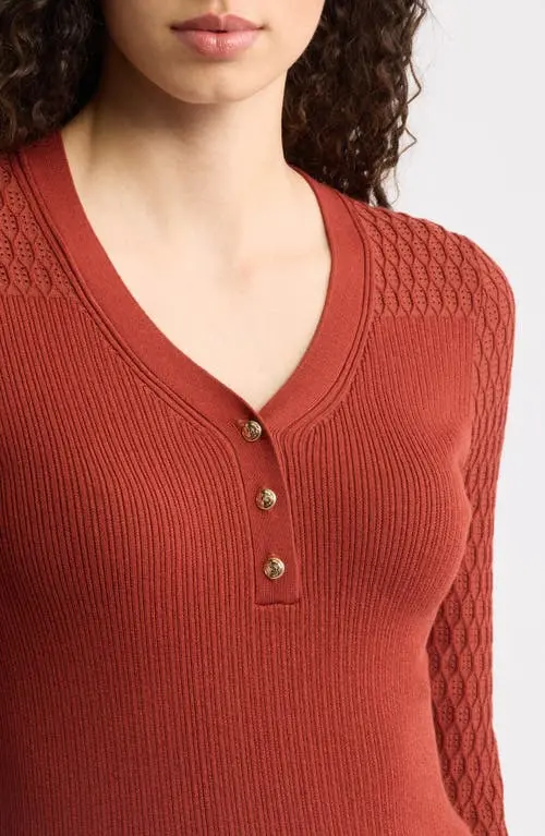 Elie Tahari Yusra V-neck Ribbed Sweater With Goldtone Buttons