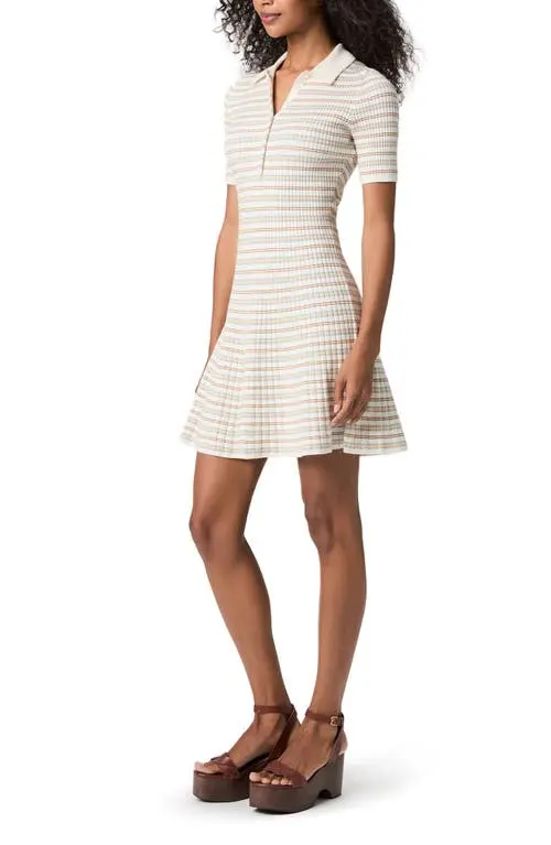 Paige Ollie Stripe Organic Cotton & Silk Blend Rib Minidress - Whtmulti