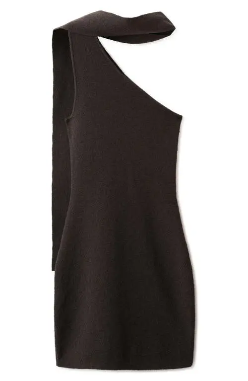 Mango Asymmetrical Knit Dress With Scarf
