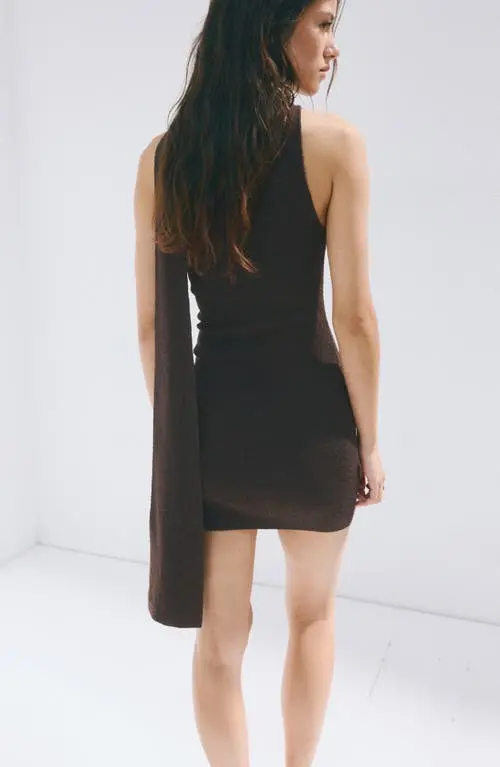 Mango Asymmetrical Knit Dress With Scarf