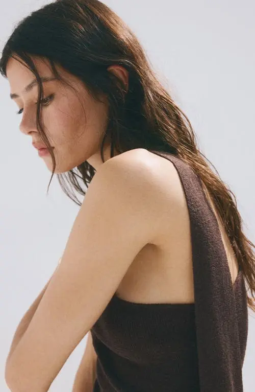 Mango Asymmetrical Knit Dress With Scarf