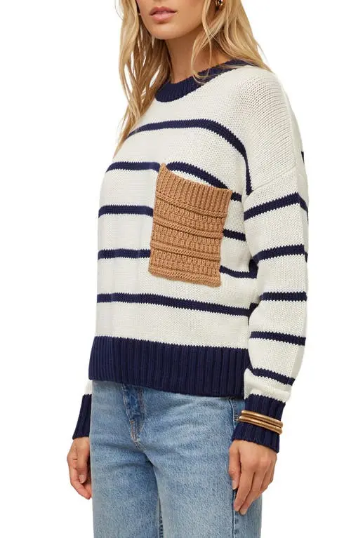 Fifteen Twenty Lucia Crewneck Striped Sweater With Contrast Pocket